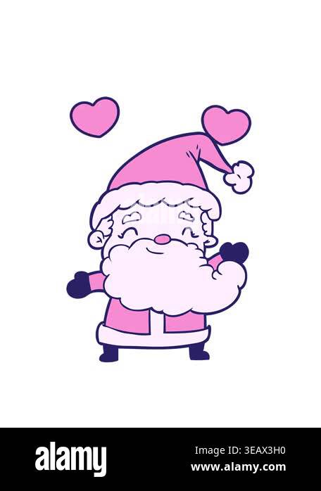spinning hearts animation of fesitive cartoon santa claus Stock Video ...