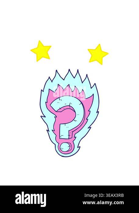 spinning stars animation of cartoon flaming question mark Stock Video ...