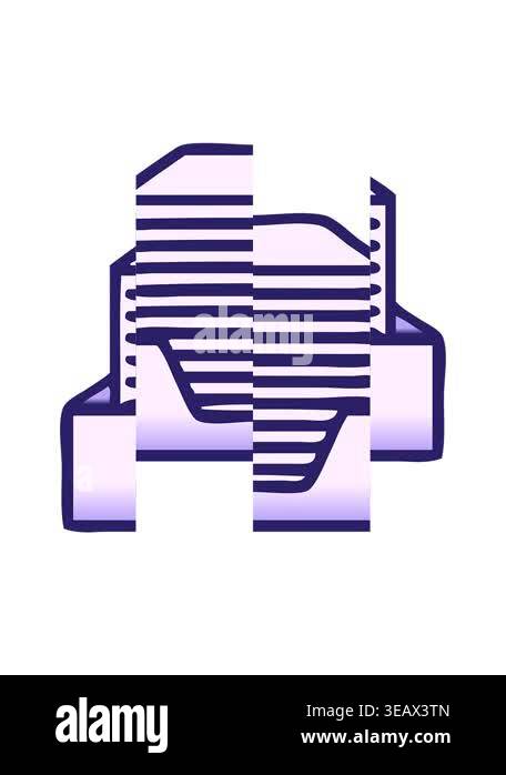 splitting motion animation of gradient shaded cartoon of a stack of ...
