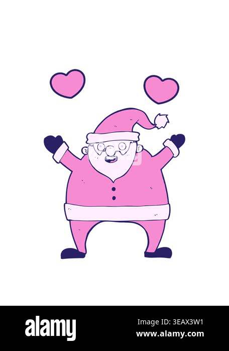 spinning hearts animation of santa claus retro cartoon Stock Video ...