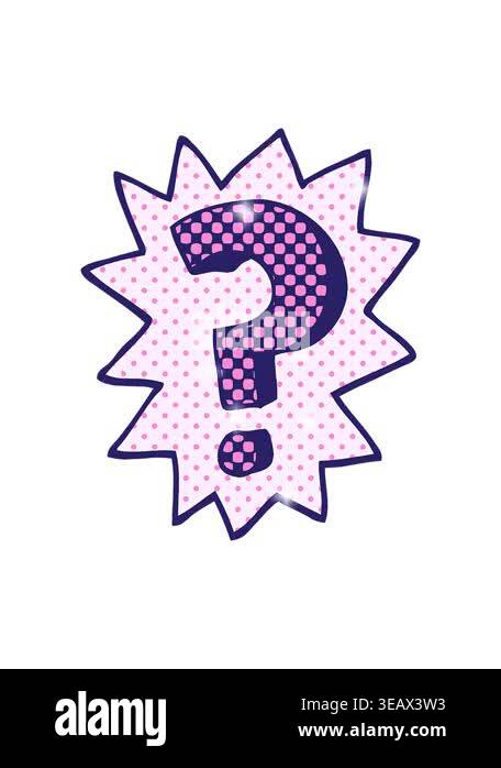 glitter effect animation of comic book style cartoon question mark ...