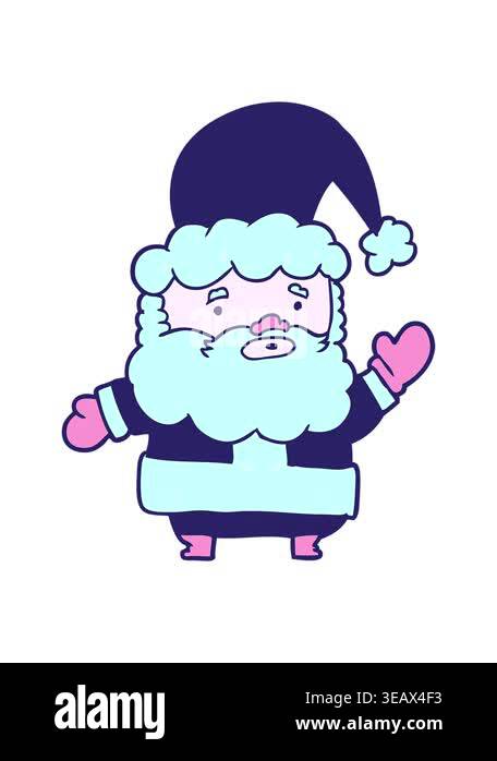 jiggle and pause animation of cartoon santa claus waving Stock Video ...