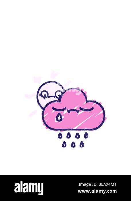 stretching up animation of Raincloud Chalk cartoon Stock Video Footage ...
