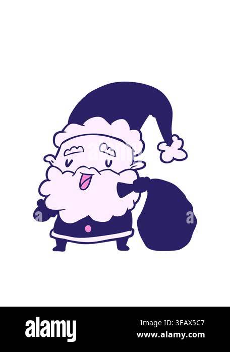 blinking radial lines animation of cartoon santa claus carrying sack of ...