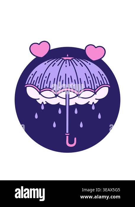 spinning hearts animation of image of an umbrella and storm cloud Stock ...
