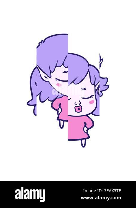 splitting motion animation of doodle cartoon of an elf girl Stock Video ...