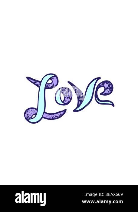 rise and float animation of grunge textured illustration cartoon love ...