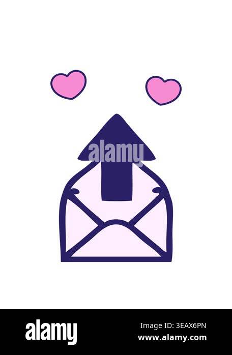 spinning hearts animation of cute cartoon of a email sign Stock Video ...