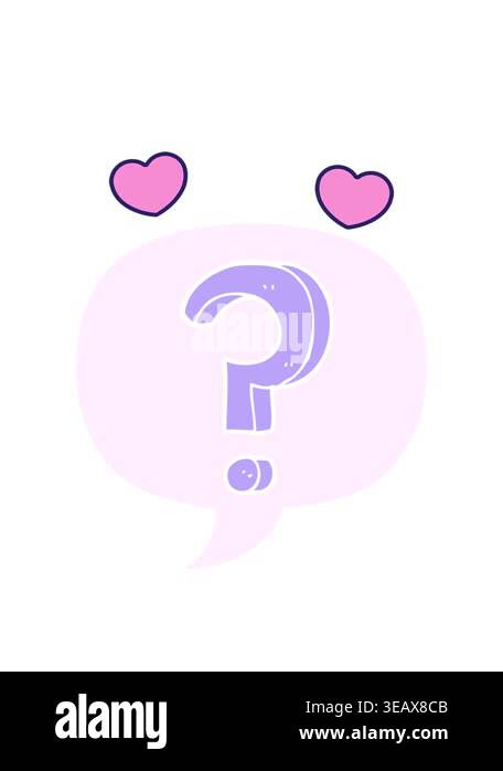 spinning hearts animation of question mark with speech bubble in retro ...