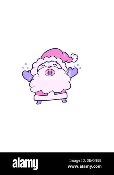horizontally vibrating animation of cartoon santa claus shouting in ...
