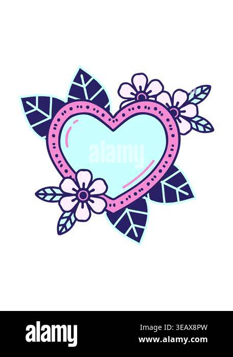 shine light effect animation of drawing of a botanical heart Stock ...
