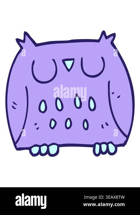 shine light effect animation of cartoon doodle cute owl Stock Video ...