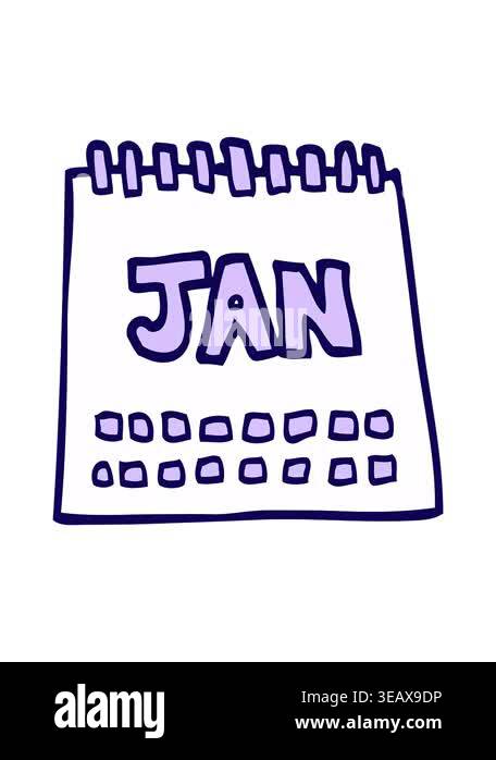 neon light effect animation of cartoon doodle calendar showing month of ...