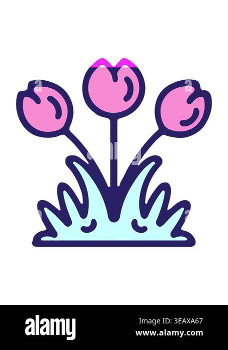 power up animation of simple tulip flower design Stock Video Footage ...