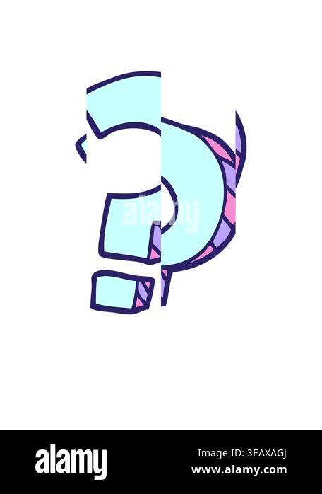 splitting motion animation of hand drawn doodle style cartoon question ...