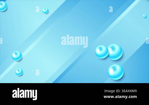 Bright blue abstract geometric motion background with glossy circles ...