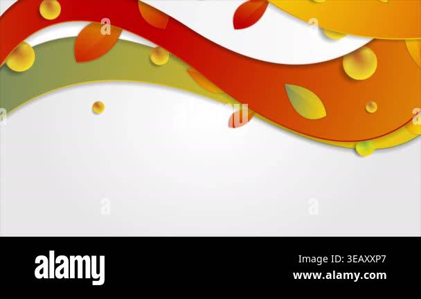 Bright autumn wavy motion background with leaves and glossy beads Stock ...