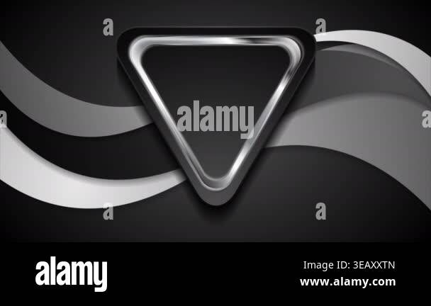Grey waves and silver metal triangle frame abstract motion background ...