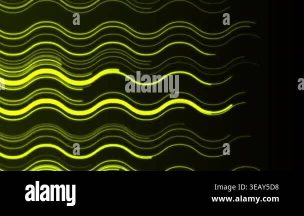 Bright yellow neon wavy lines abstract tech motion background Stock ...