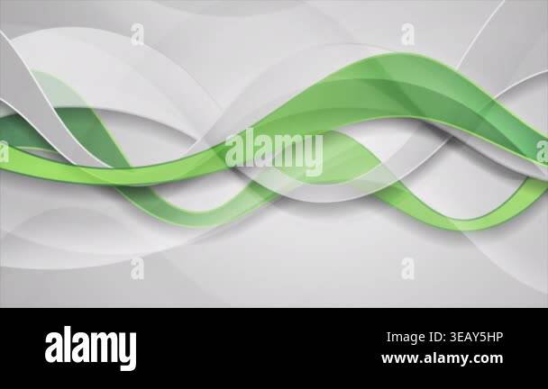 Green and grey glossy waves abstract elegant motion background Stock ...