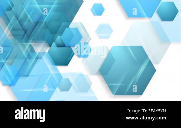Bright blue glossy hexagons abstract geometric motion background Stock ...