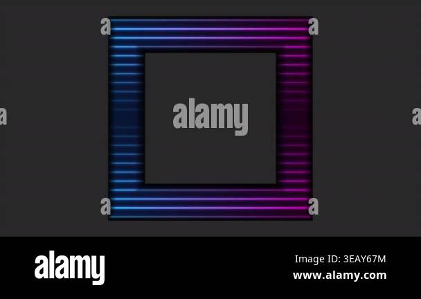Blue purple neon square frame abstract tech motion background Stock ...