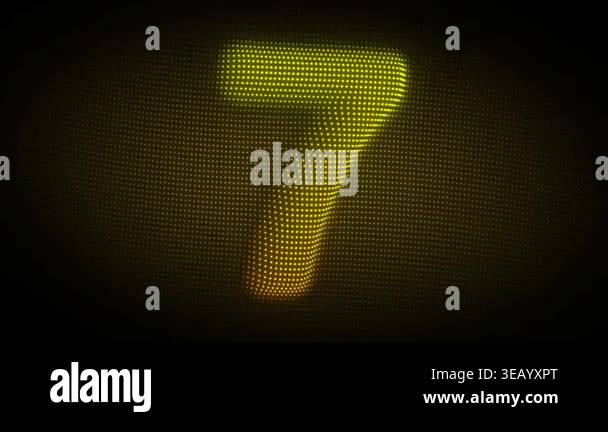 Golden Number Seven Particle Animation on Dark Background, Glowing Dot ...
