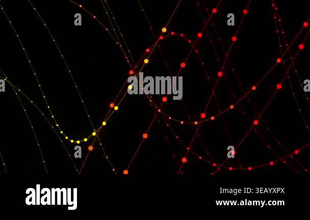 Abstract Yellow to Red Gradient Spiral Lines with Glowing Dots, Warm ...