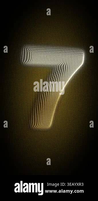 Golden Number Seven Particle Animation on Dark Background, Glowing Dot ...
