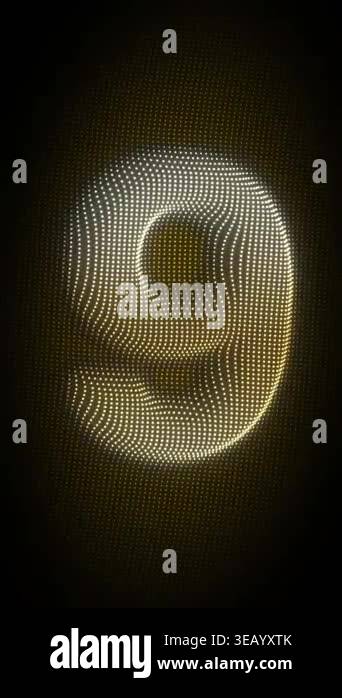Golden Number Nine Particle Animation on Dark Background, Glowing Dot ...