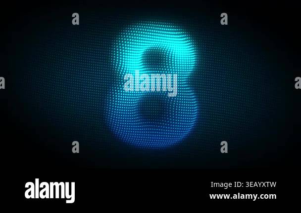Blue Number Eight Wave Particle Animation on Dark Background, Cyan ...