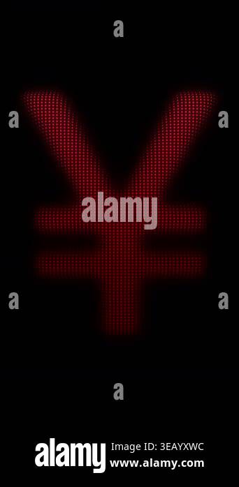 Yen Symbol Scanner Effect Animation, Digital Dot Particles on Dark ...