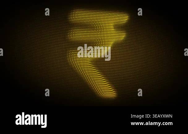 Golden Indian Rupee Symbol Rotating Animation, Digital Dot Particles on ...
