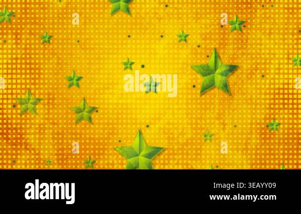 Bright green stars on orange dotted background video animation Stock ...