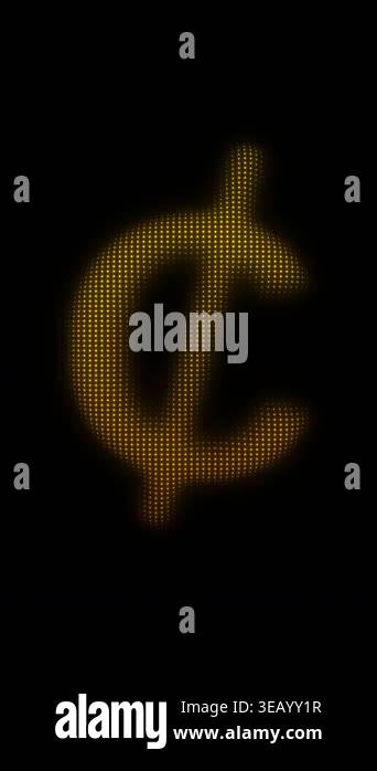 Golden Cent Symbol Scanner Effect Animation, Digital Dot Particles on ...