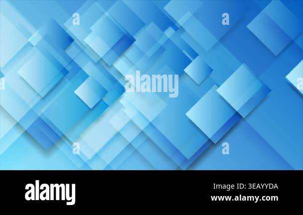 Bright blue glossy squares abstract tech motion background Stock Video ...