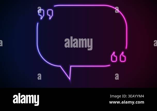 Quote speech bubble abstract laser neon frame motion background Stock ...