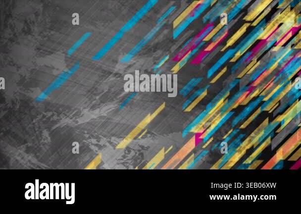 Colorful geometric moving shapes on abstract grunge corporate ...