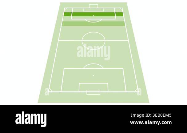 Top View of Football Soccer Field Pitch Animation with Center Circle ...