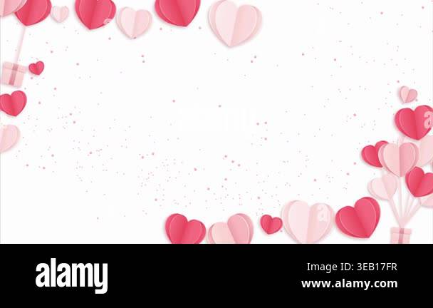 valentine day background with red heart and white paper hearts. vector ...
