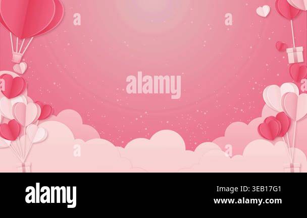 valentines day background. red balloons on a background of clouds ...