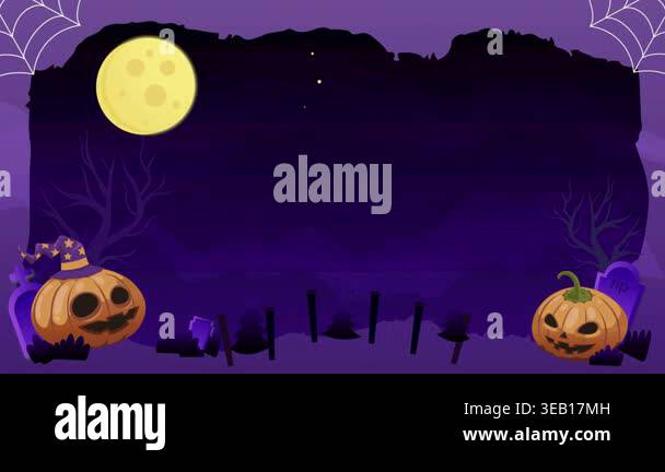 happy halloween pumpkin and moon background Stock Video Footage - Alamy