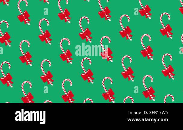 seamless pattern with christmas candy canes on green background Stock ...