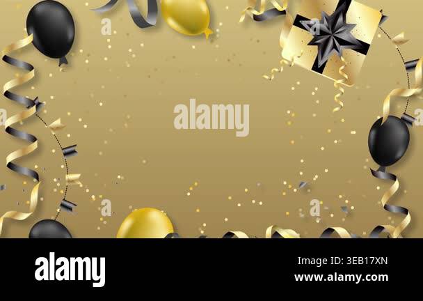 happy birthday background with gold balloons. vector illustration ...