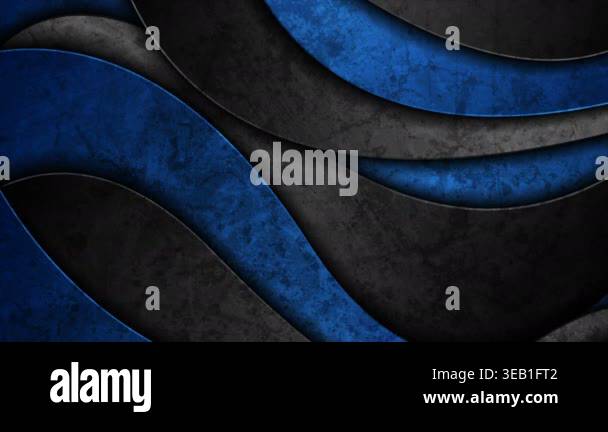 Dark blue and black grunge waves abstract motion background Stock Video ...