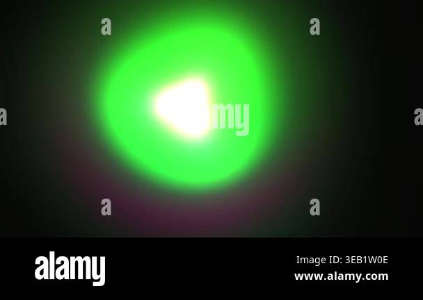 Abstract bright glowing green circular light aura pulsing on dark ...