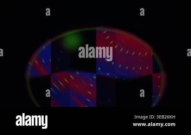 Abstract digital motion background with flashing neon geometric shapes ...