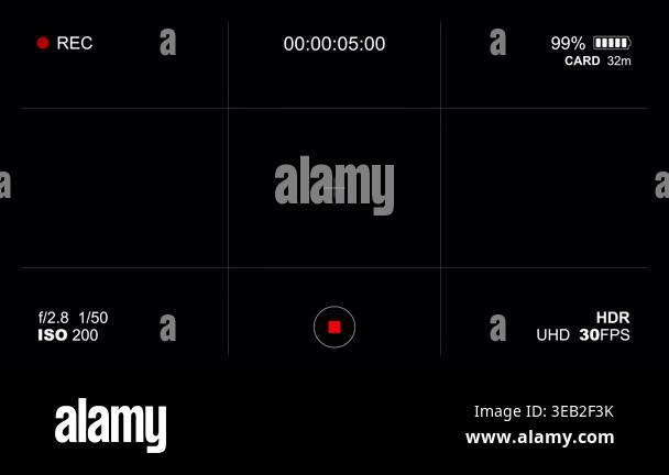 Digital camera viewfinder recording screen interface. Recording UI ...