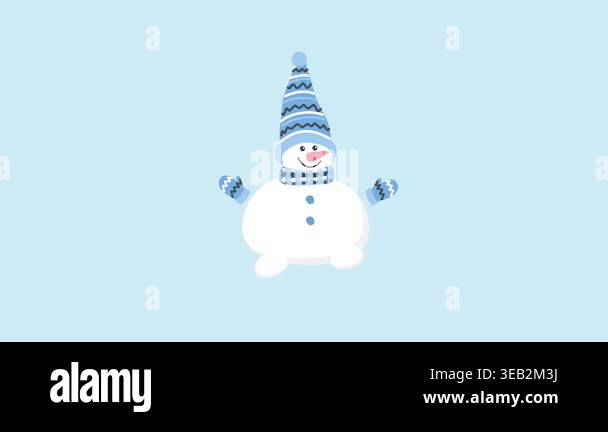 Happy Snowman is Having Fun. Christmas Animation. Funny Holiday ...