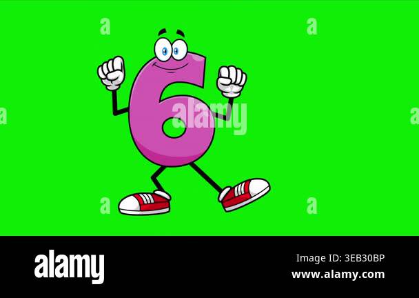 Funny Violet Number Six 6 Cartoon Character Showing Hands Number Six ...